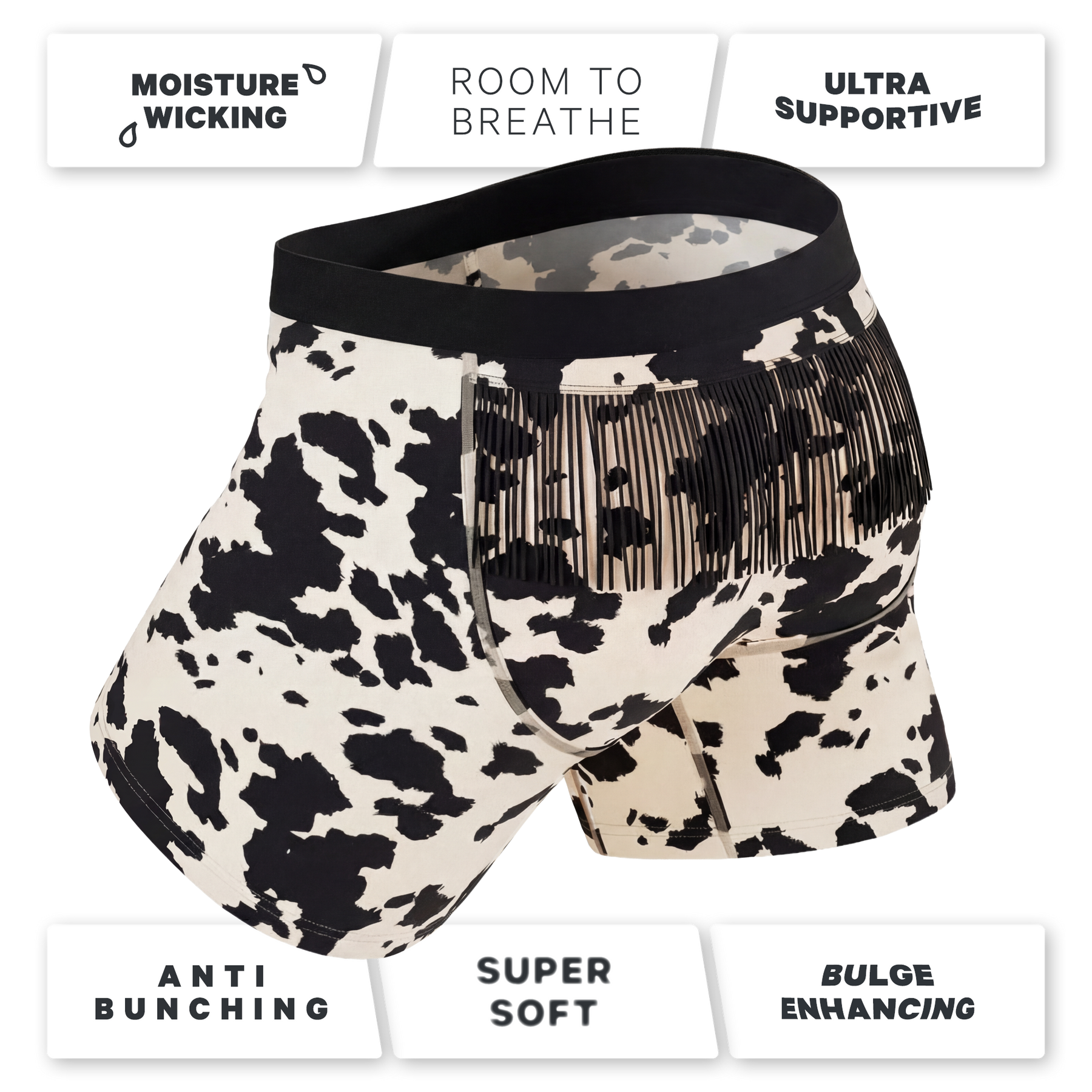 The Graze Escape | Cow Hide Fringe Ball Hammock® Pouch Underwear – Quirks!