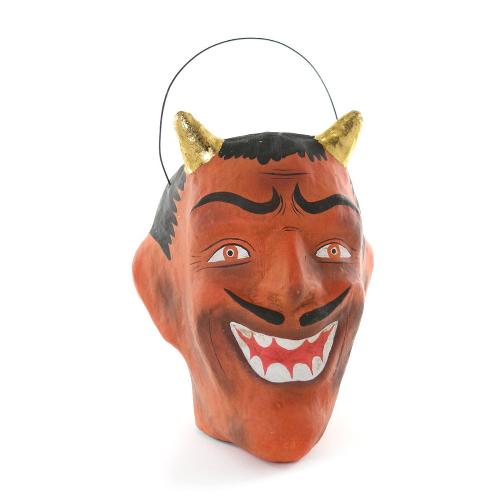 Mischievous Devil w/ Gold Horns Paper Mache Bucket – Quirks!