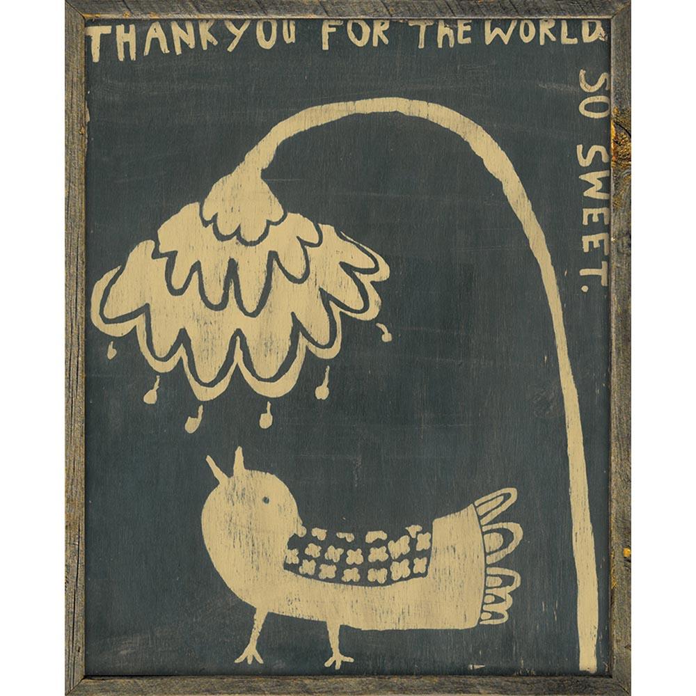 "Thank You Bird" Grey Wood Art Print – Quirks!